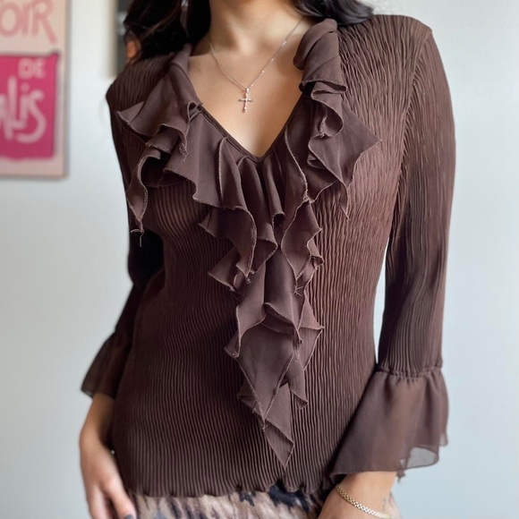 Jaipur | Tops | Vintage Ruffled Bell Sleeve Blouse | Poshmark